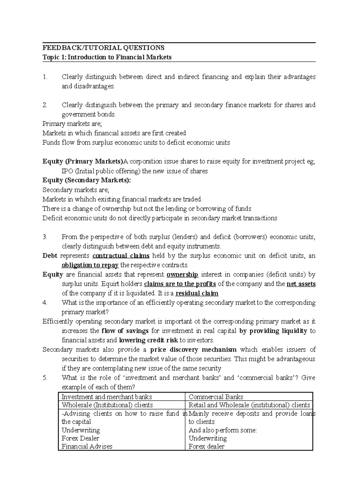 Tutorial question Topic 1 2019 S2 - FEEDBACK/TUTORIAL QUESTIONS Topic 1 ...