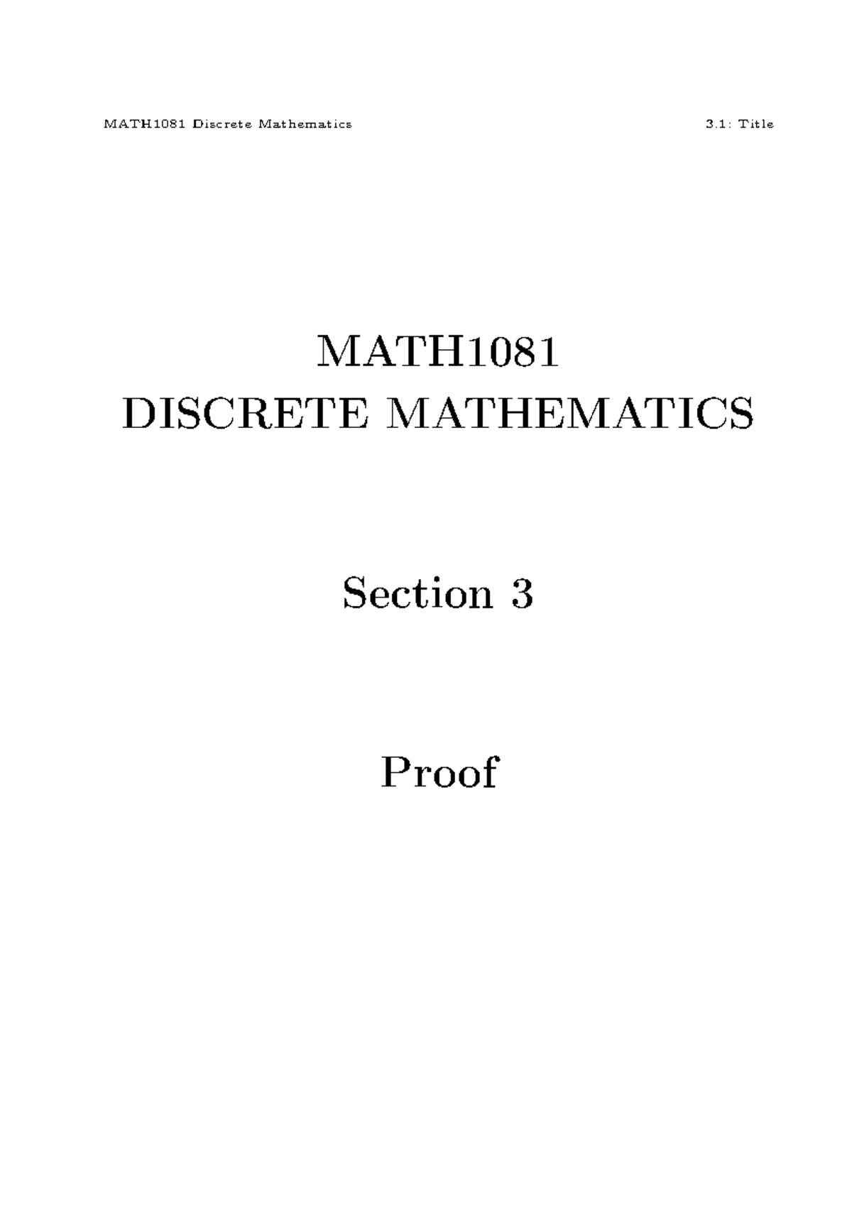 Chapter 3a - MATH1081 Discrete Mathematics 3: Title ☎ ☛☞ MATH1081 - Studocu