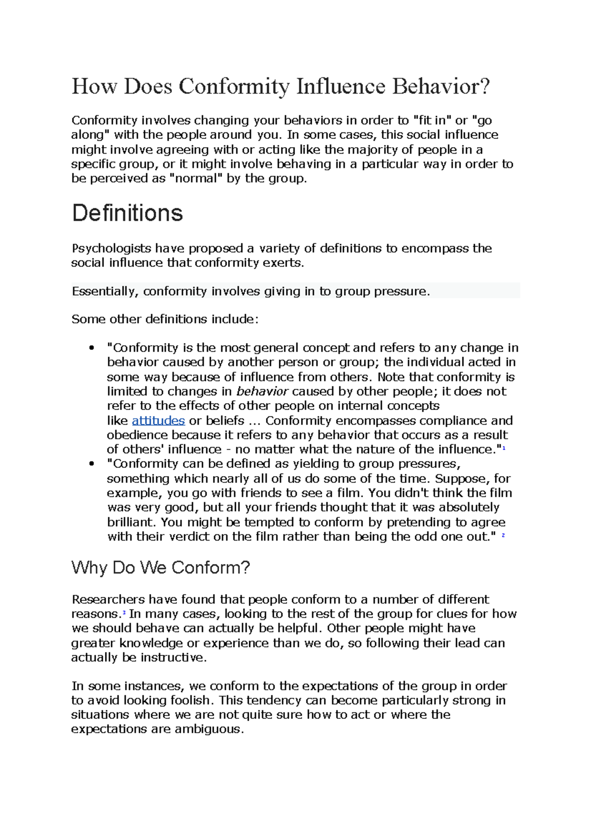 How Does Conformity Influence Behavior - How Does Conformity Influence ...