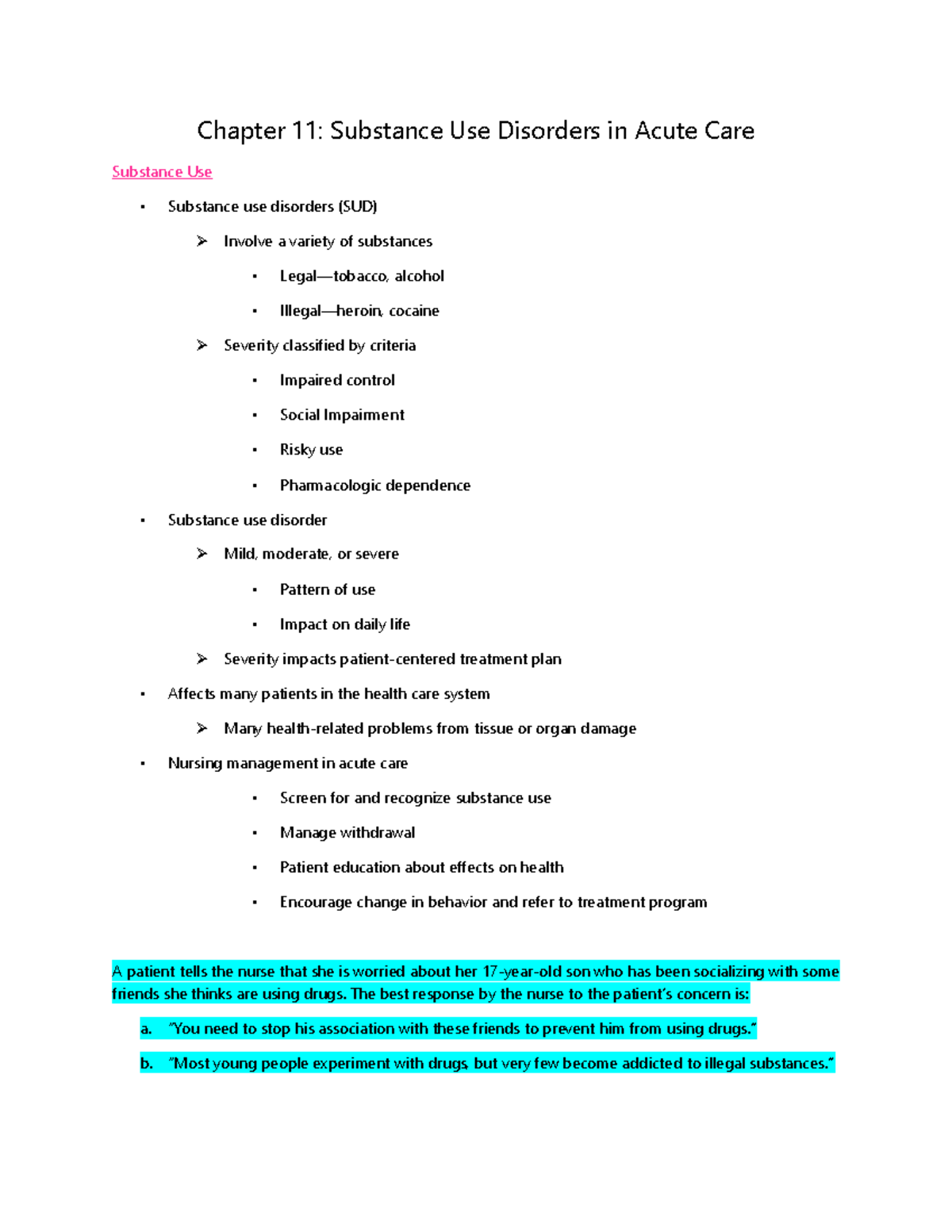 CH.11 substance use disorders in acute care - Chapter 11: Substance Use ...