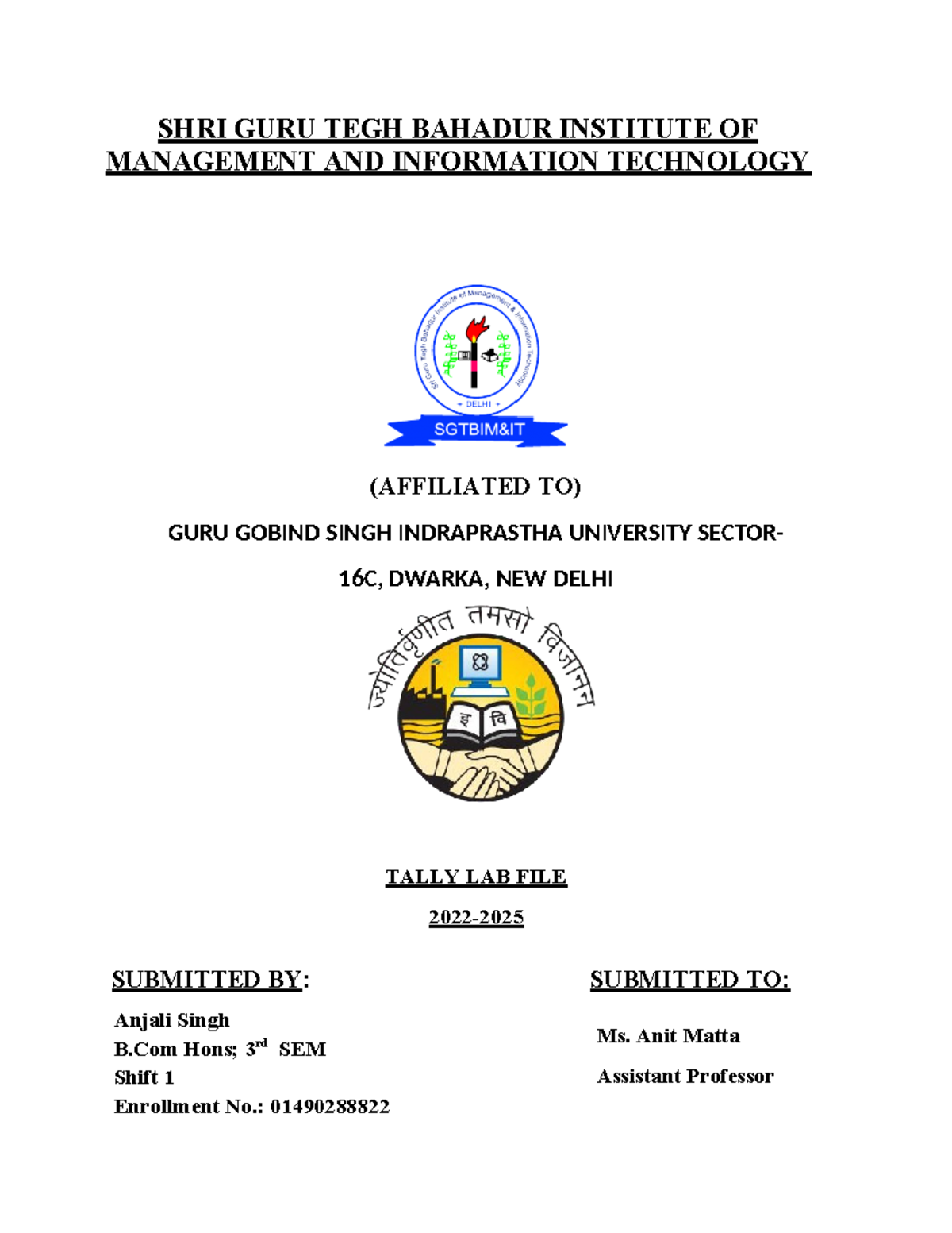 Tally project anjali singh mainnn (1) @@ - SHRI GURU TEGH BAHADUR ...