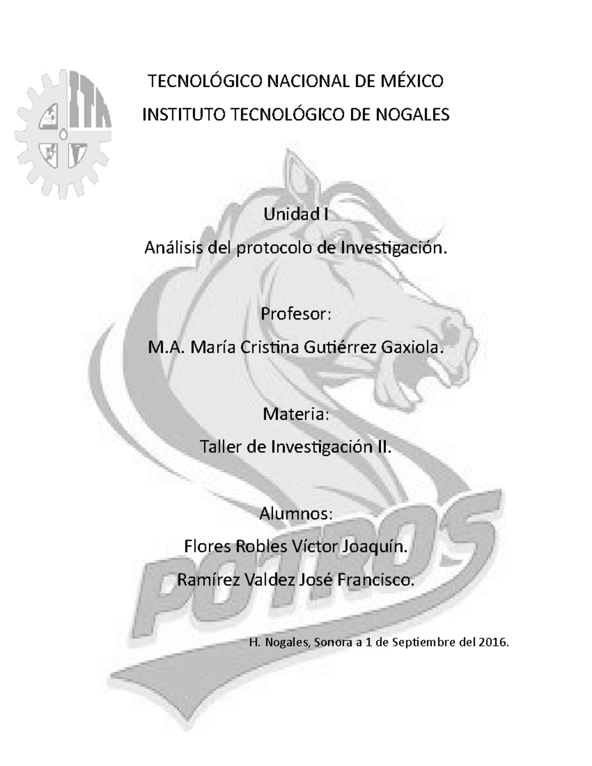 Unidad I Taller - TECNOLÓGICO NACIONAL DE MÉXICO INSTITUTO TECNOLÓGICO ...