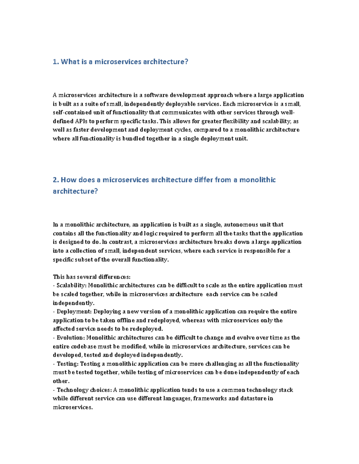 Microservices 1 - 1. What is a microservices architecture? A ...