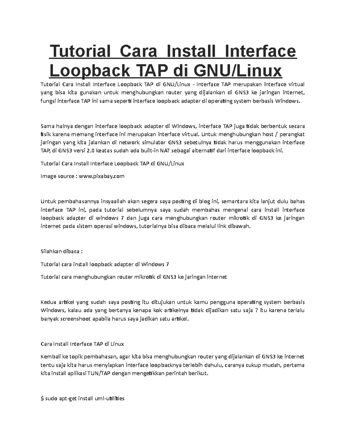 Tutorial Cara Install Interface Loopback TAP di GNU - Tutorial Cara Install Interface Tutorial ...