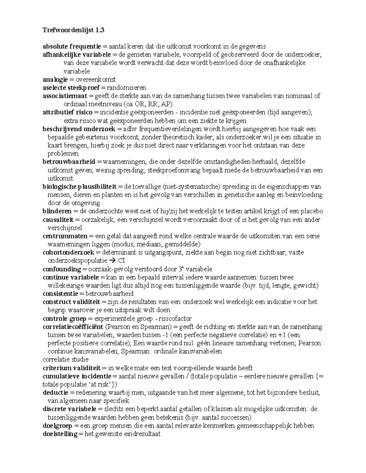 Trefwoordenlijst - tijd, lengte, gewicht) consistentie betrouwbaarheid ...