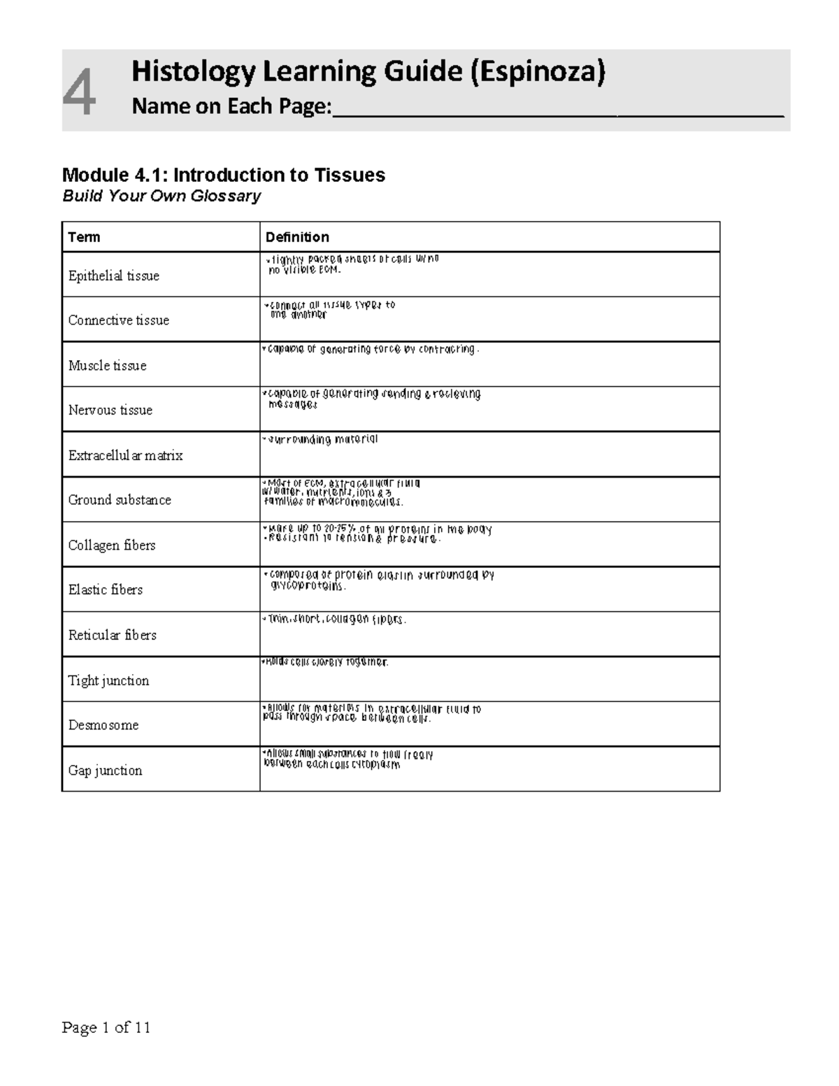 Chapter 4 pg 1 - lecture notes for bio 223 - Chapter 4 Learning Guide ...