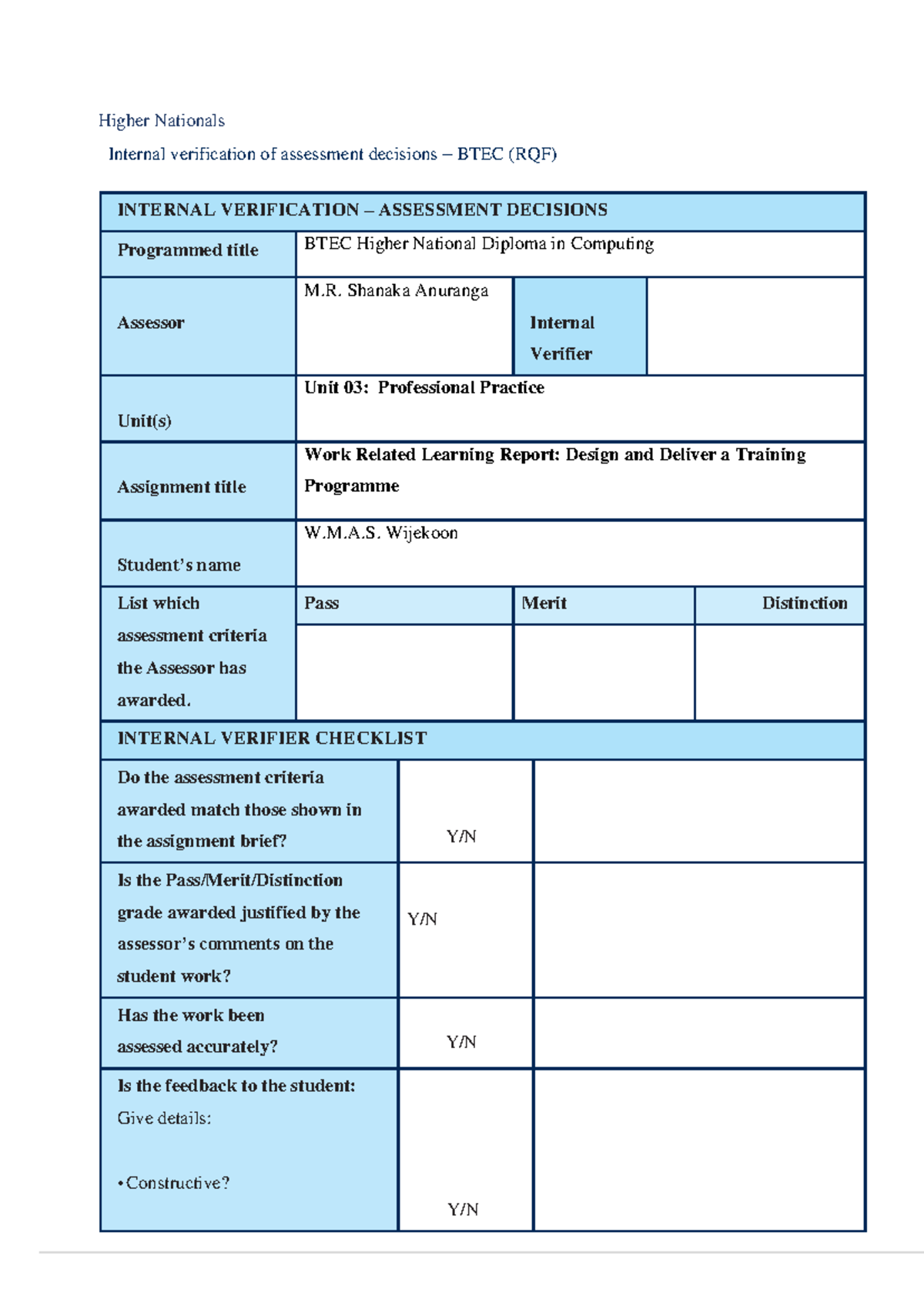 Unit 03 - Professional Practice - Akash - Higher Nationals Internal ...