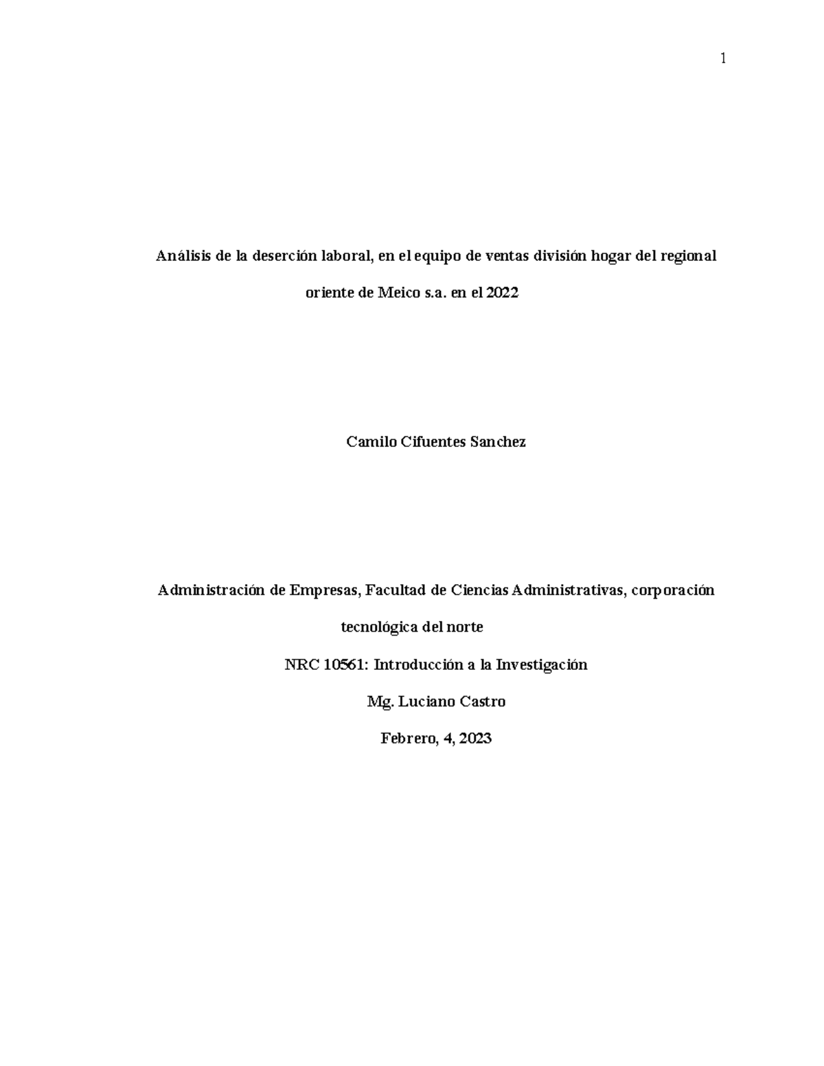 Proyecto analisis de la desercion laboral en meico sa - Análisis de la ...