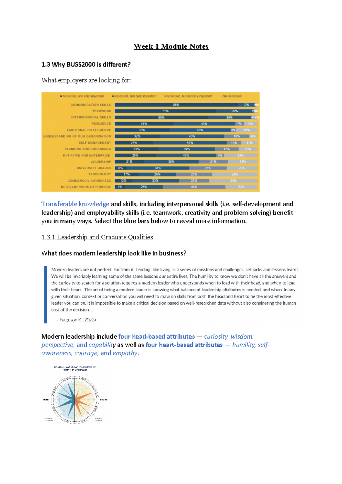 Week 1 Module Notes - Week 1 Module Notes 1 Why BUSS2000 is different ...