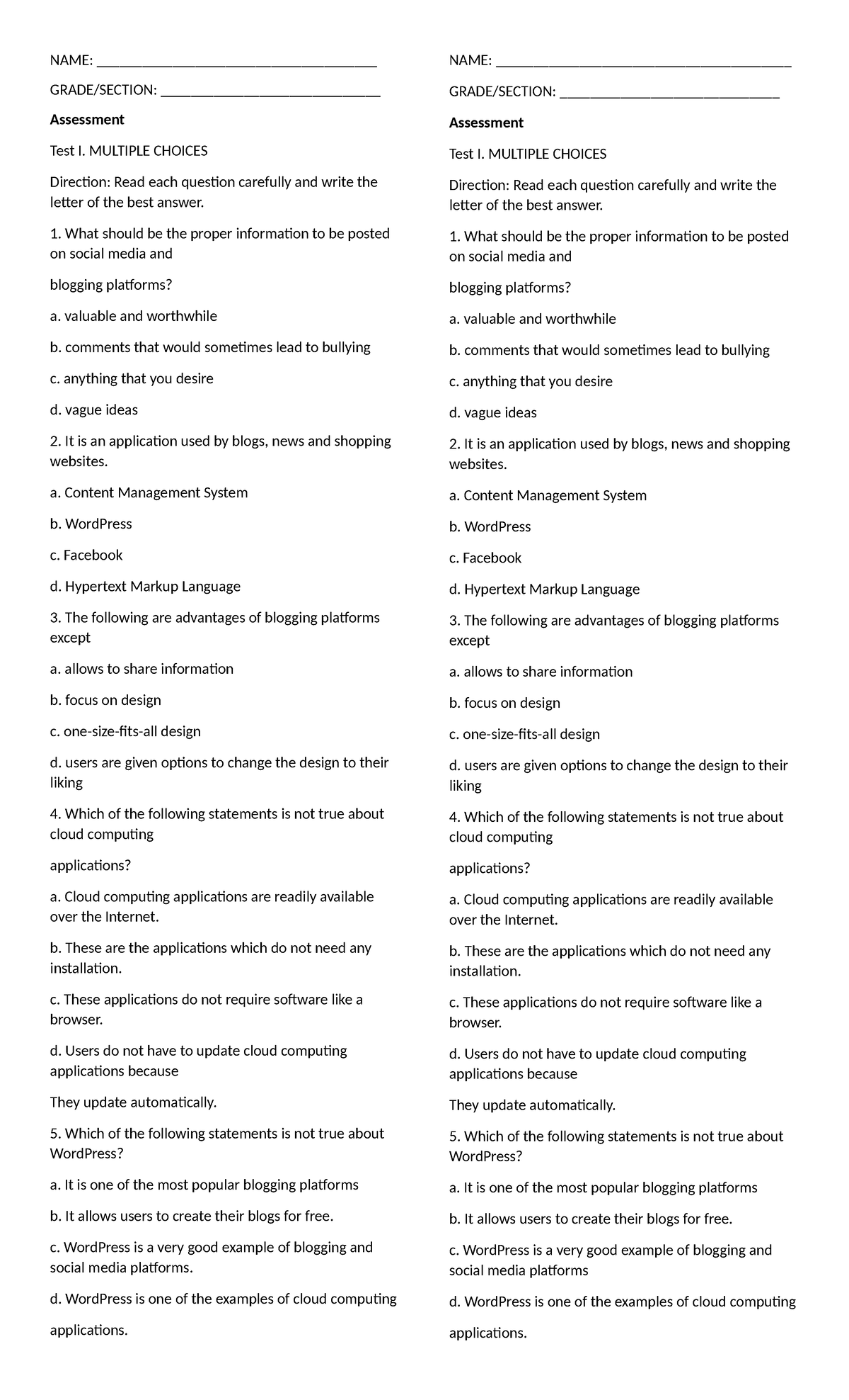 Q2- Lesson 1-QUIZ - NAME: _____________________________________ GRADE ...