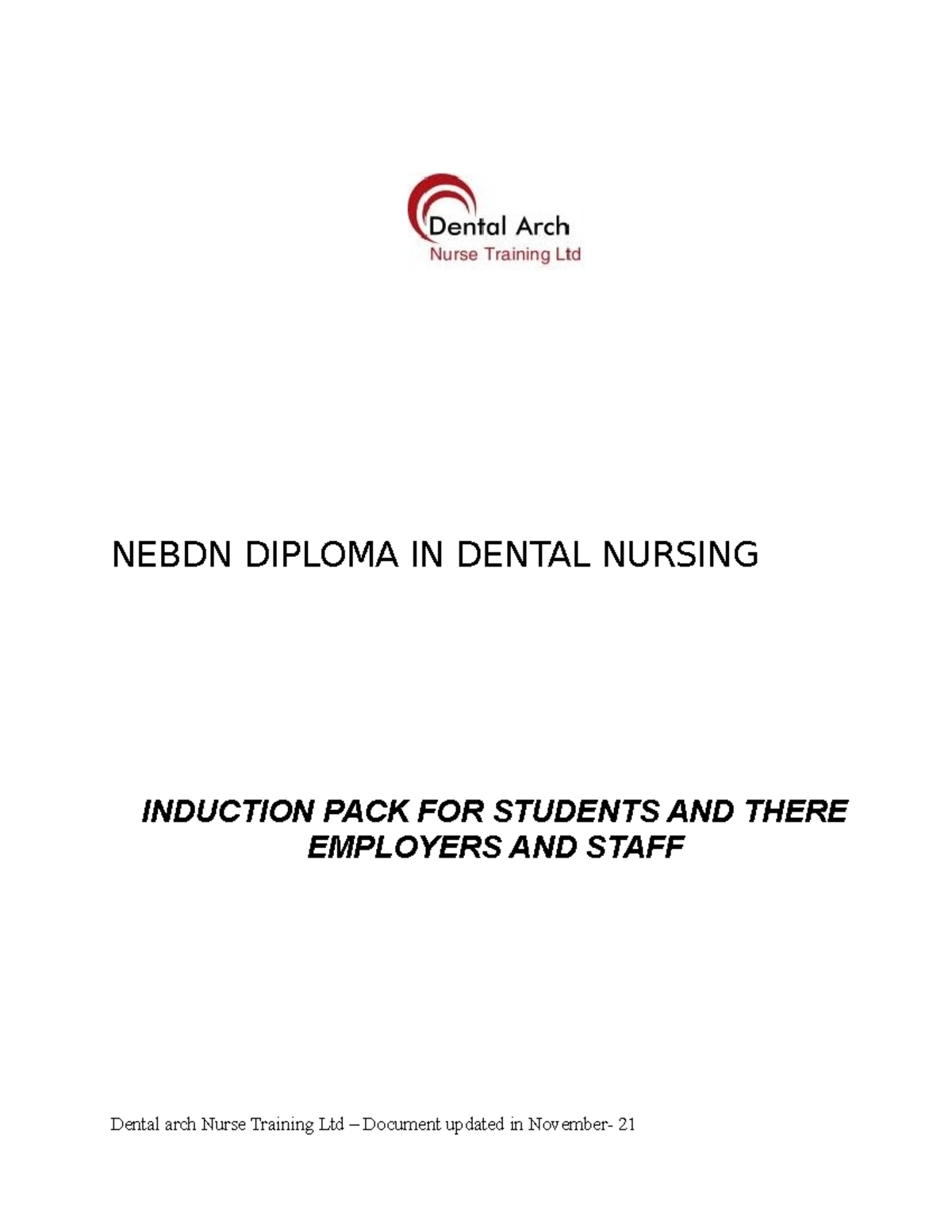 3.2- Induction pack for dental nurses and employers -3 - NEBDN DIPLOMA ...