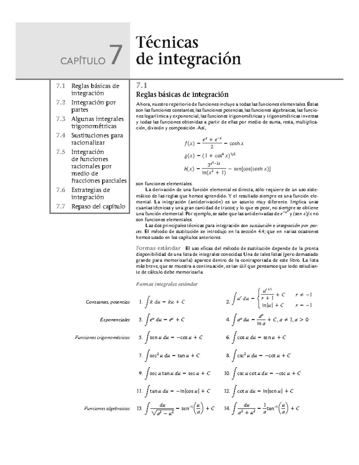 Tecnicas DE Integraci-N - Técnicas CAPÍTULO 7 de integración 7 Reglas básicas de integración 7 ...