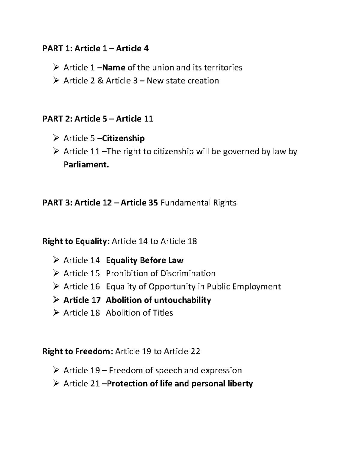 Polity articles - NONE - PART 1: Article 1 – Article 4 Article 1 – Name ...