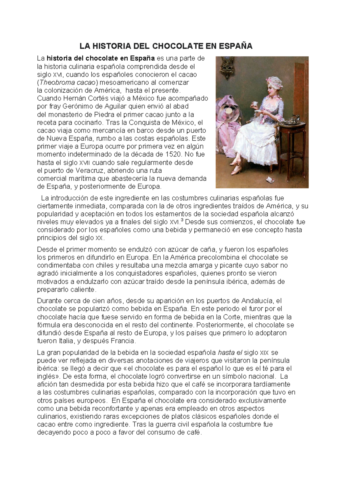 LA Historia DEL Chocolate EN España - LA HISTORIA DEL CHOCOLATE EN ...