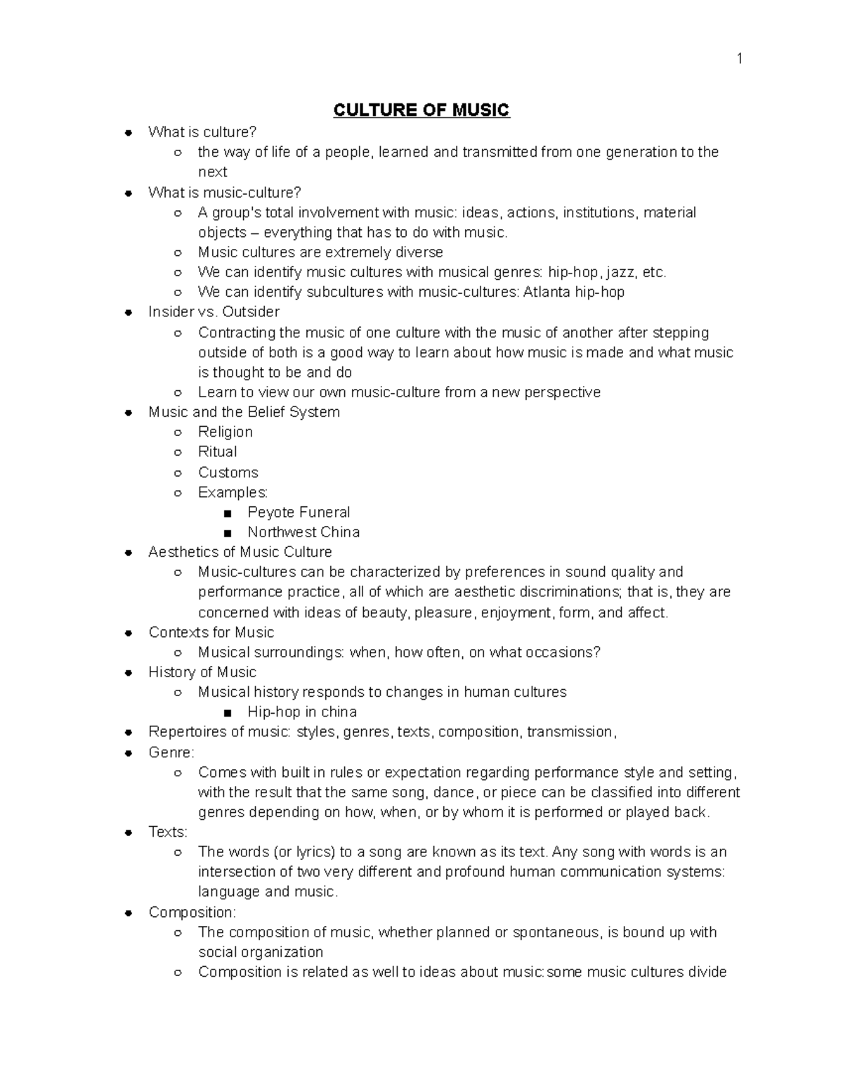 Culture of Music - 1 CULTURE OF MUSIC What is culture? the way of life ...