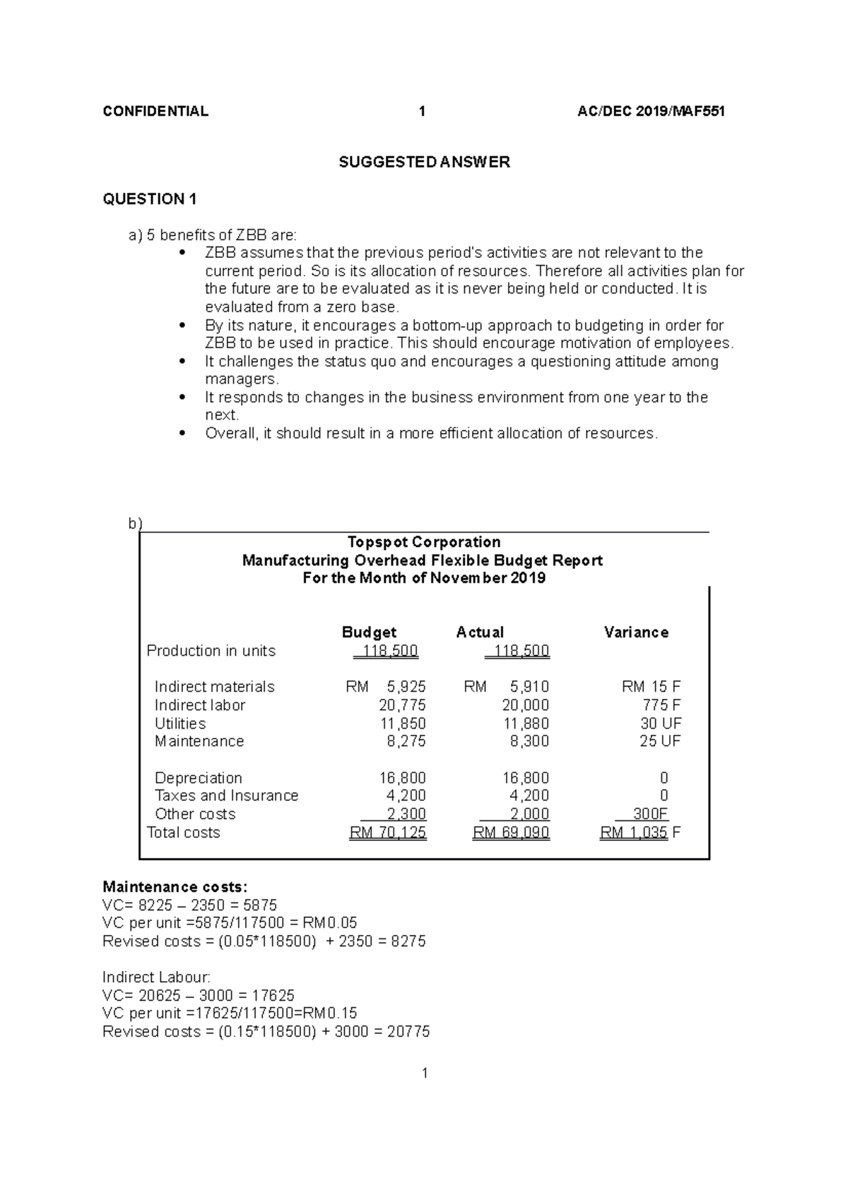 S-DEC 2019 - SOLUTION - SUGGESTED ANSWER QUESTION 1 a) 5 benefits of ...