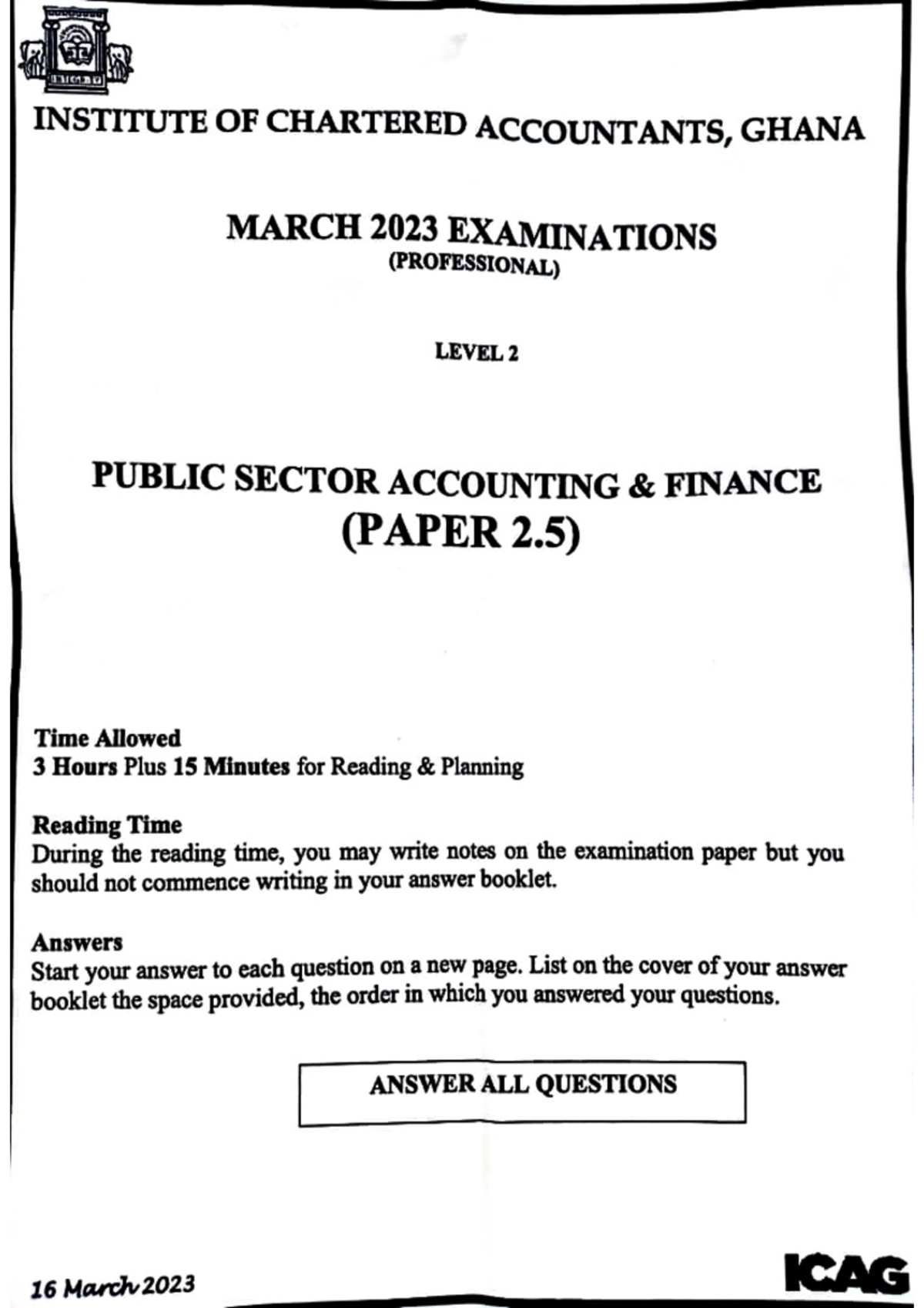 PSAF March 2023 - Lecture summary notes - Business management ...