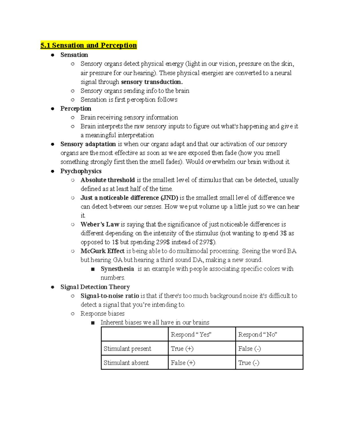 Psychology Notes Pt - Dr. Jessica Jeong - 5 Sensation and Perception ...