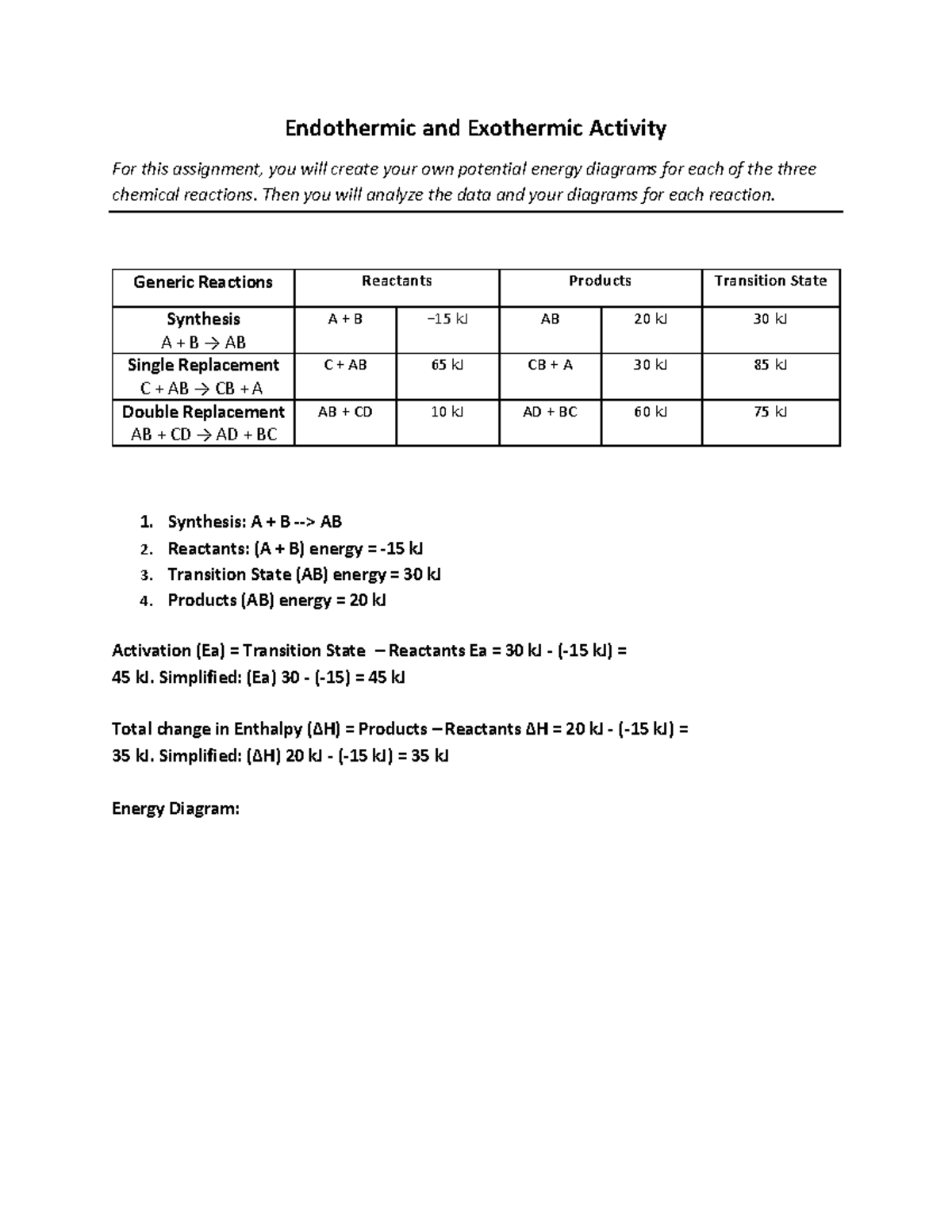 Endothermic and Exothermic 07.01 - Endothermic and Exothermic Activity ...
