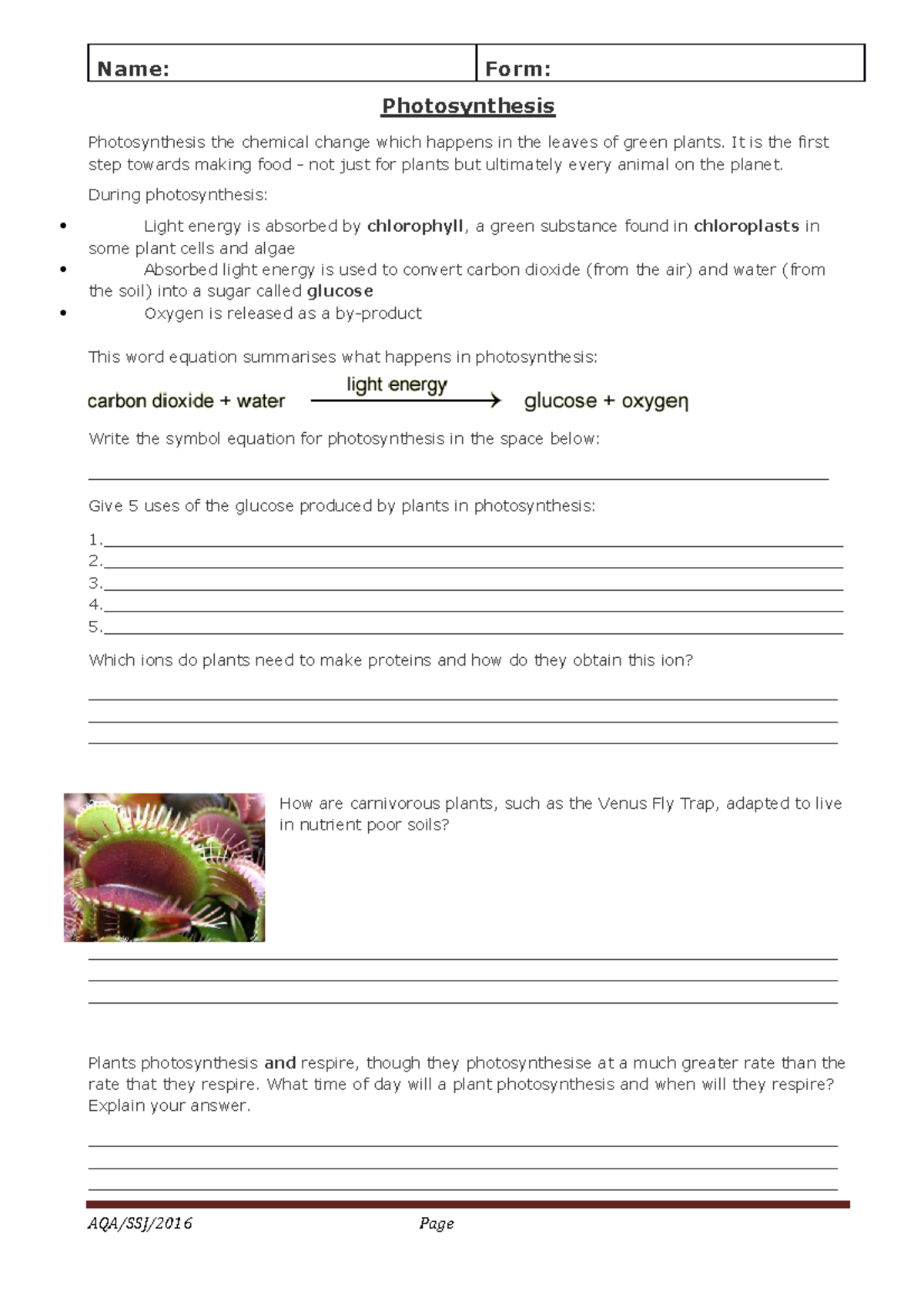 Photosynthesis-booklet - BS1008 - Leicester - Studocu