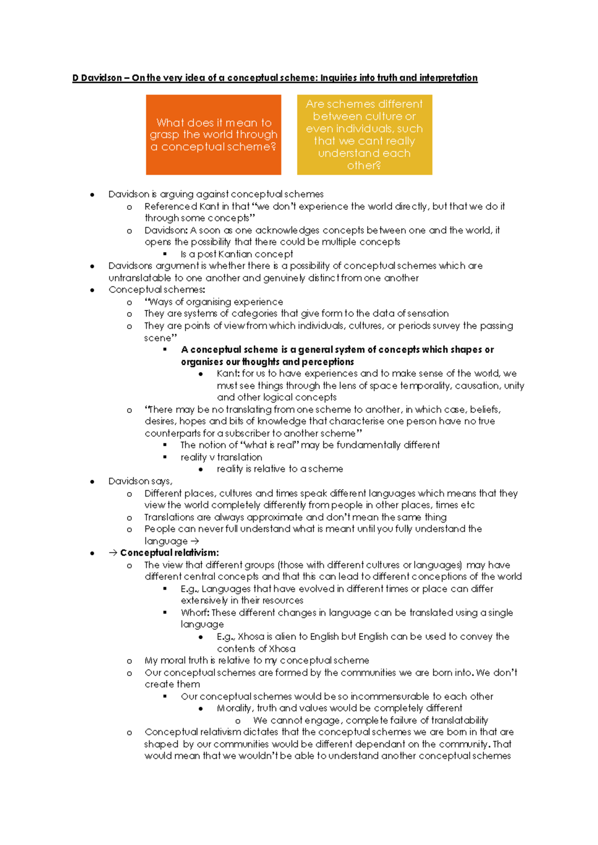One shared world - D Davidson – On the very idea of a conceptual scheme ...