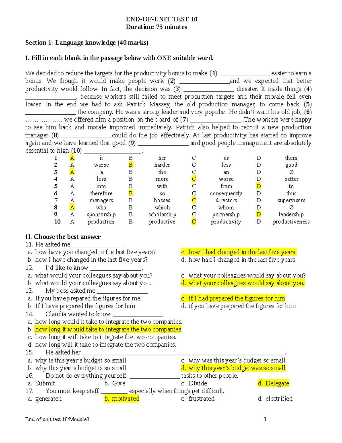 END OF UNIT TEST UNIT 10 - END OF UNIT TEST UNIT 10 HP2 ......... - END ...