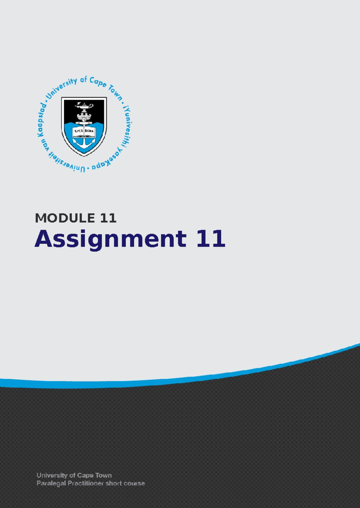 UCT PAR Module 11 - Assignment 11 - MODULE Assignment Learning outcome ...