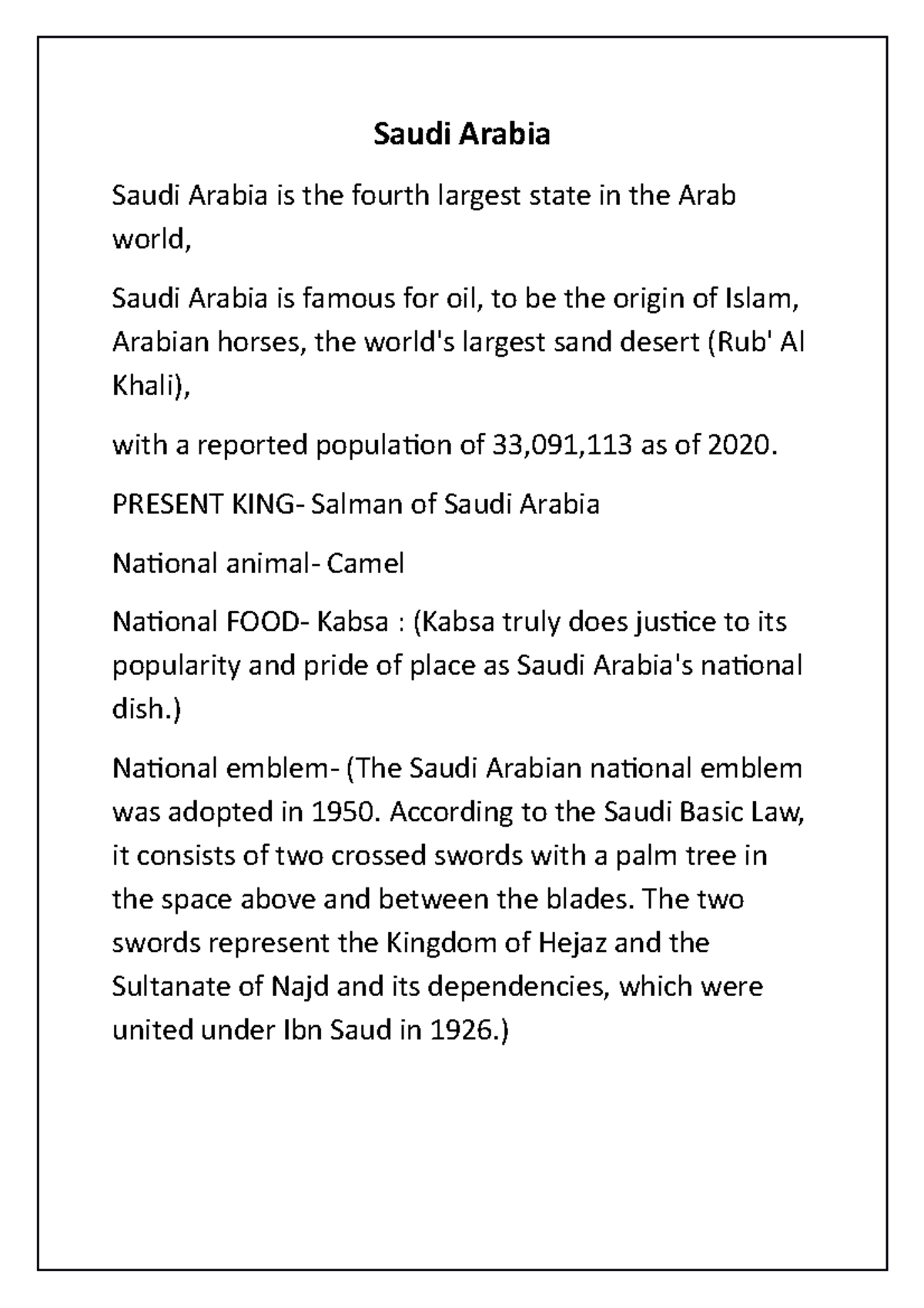Saudi Arabia Presentation - Saudi Arabia Saudi Arabia is the fourth ...