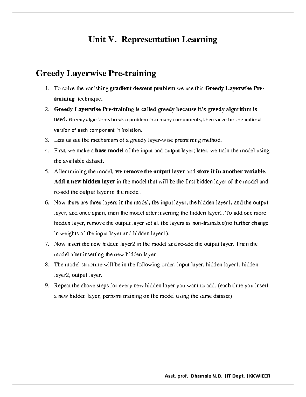 Unit 5 Representation Learning - Unit V. Representation Learning Greedy ...