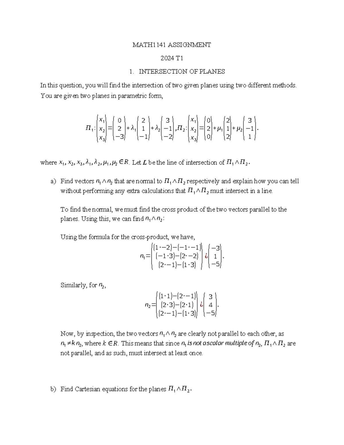 MATH1141 Pure Mathematics Flavour - MATH1141 ASSIGNMENT 2024 T ...