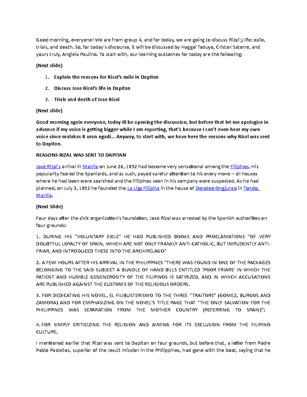 Good morning - Hi, i am noted - Good morning, everyone! We are from ...