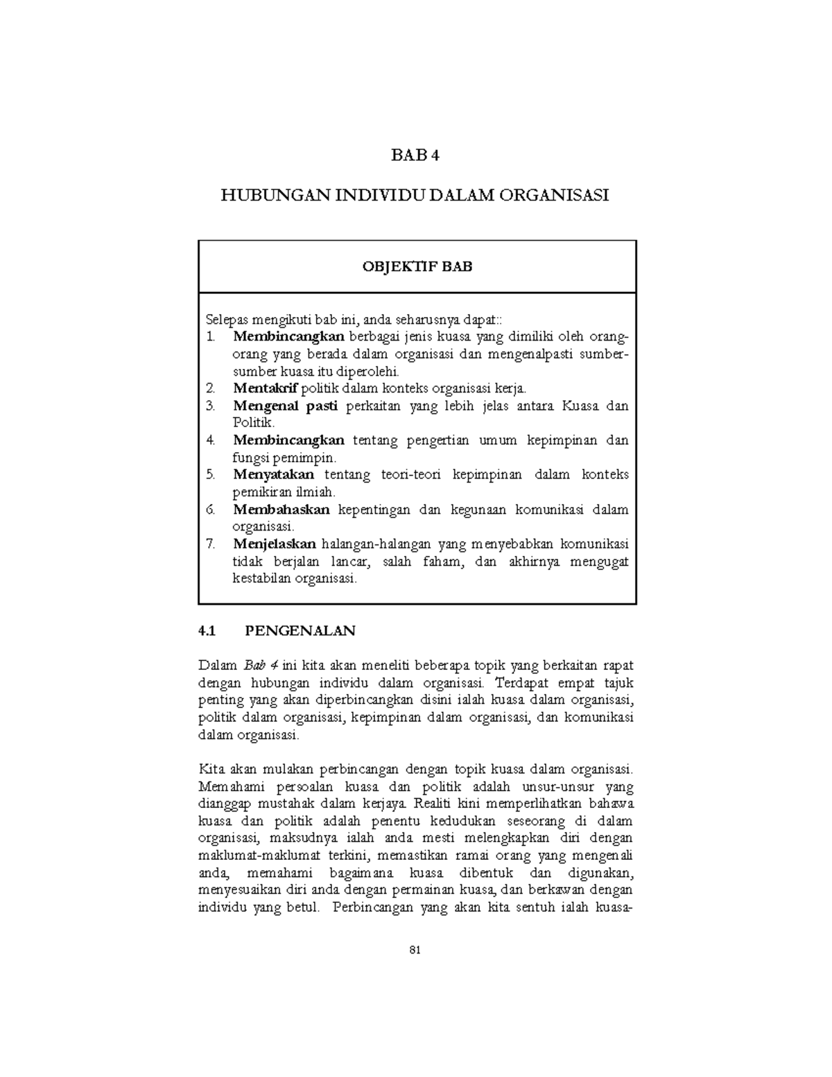 BAB 4-2 - Nota - BAB 4 HUBUNGAN INDIVIDU DALAM ORGANISASI OBJEKTIF BAB ...