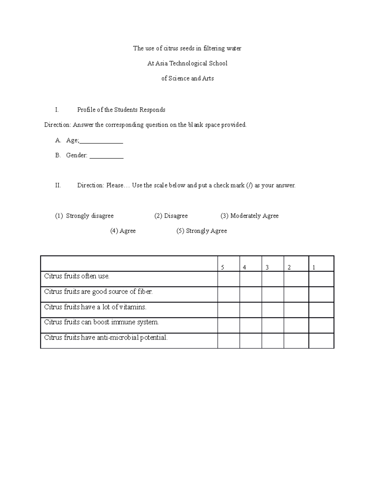 Research-Questionnaire FOR PRACTICAL RESEARCH ONE AND TWO - The use of ...