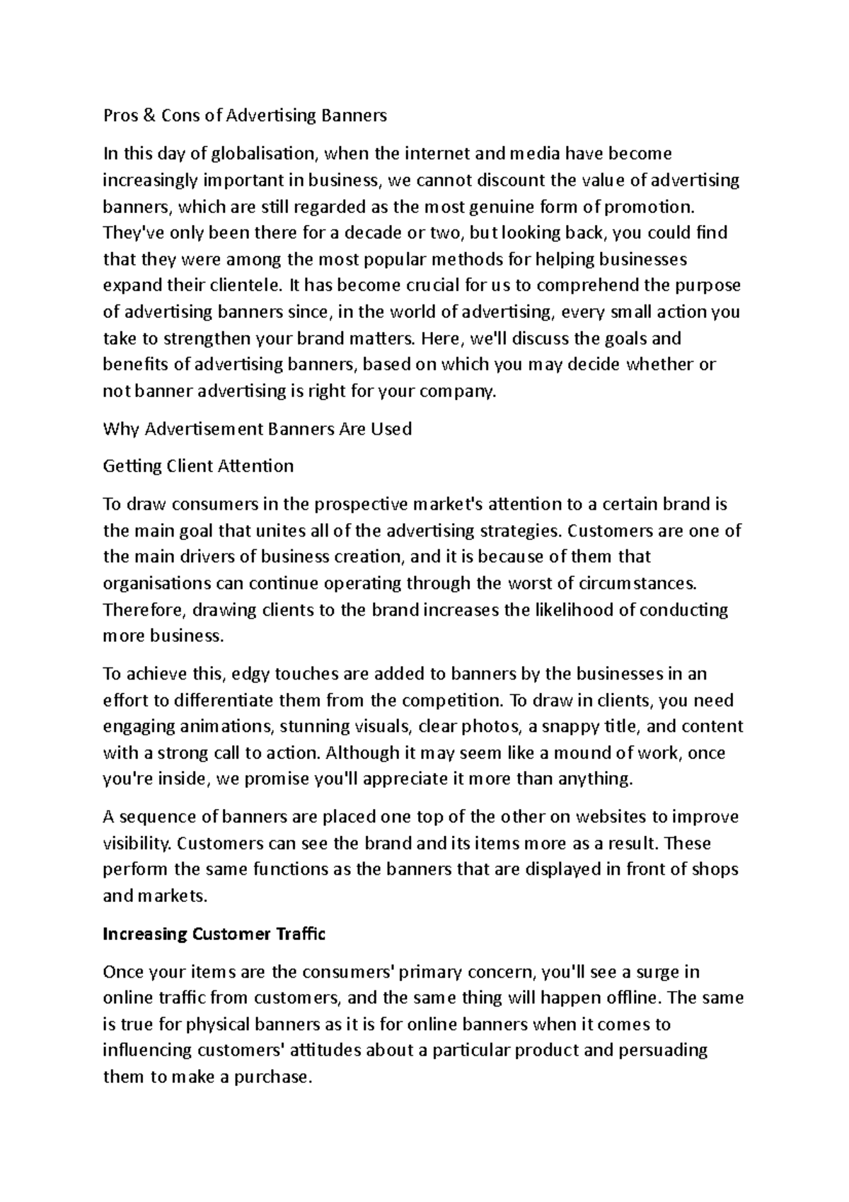 Pros and Cons of Advertising Banners - Pros & Cons of Advertising ...