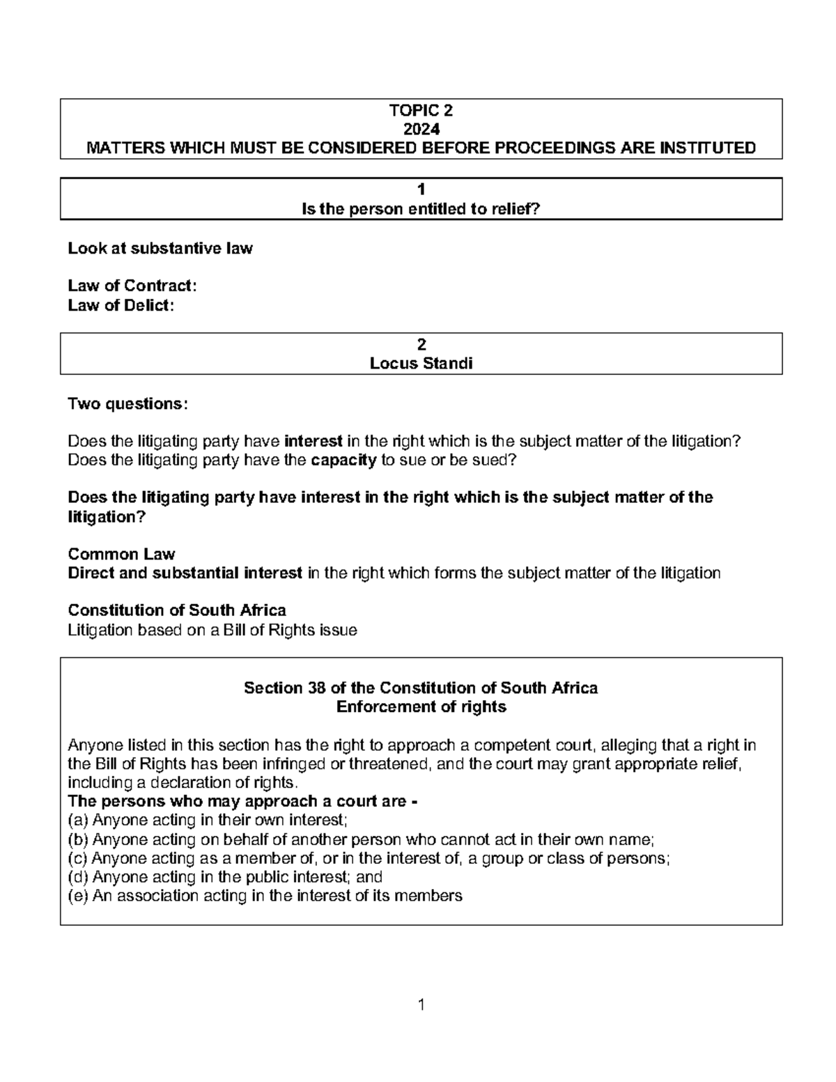 Civil topic 02 student - TOPIC 2 2024 MATTERS WHICH MUST BE CONSIDERED ...