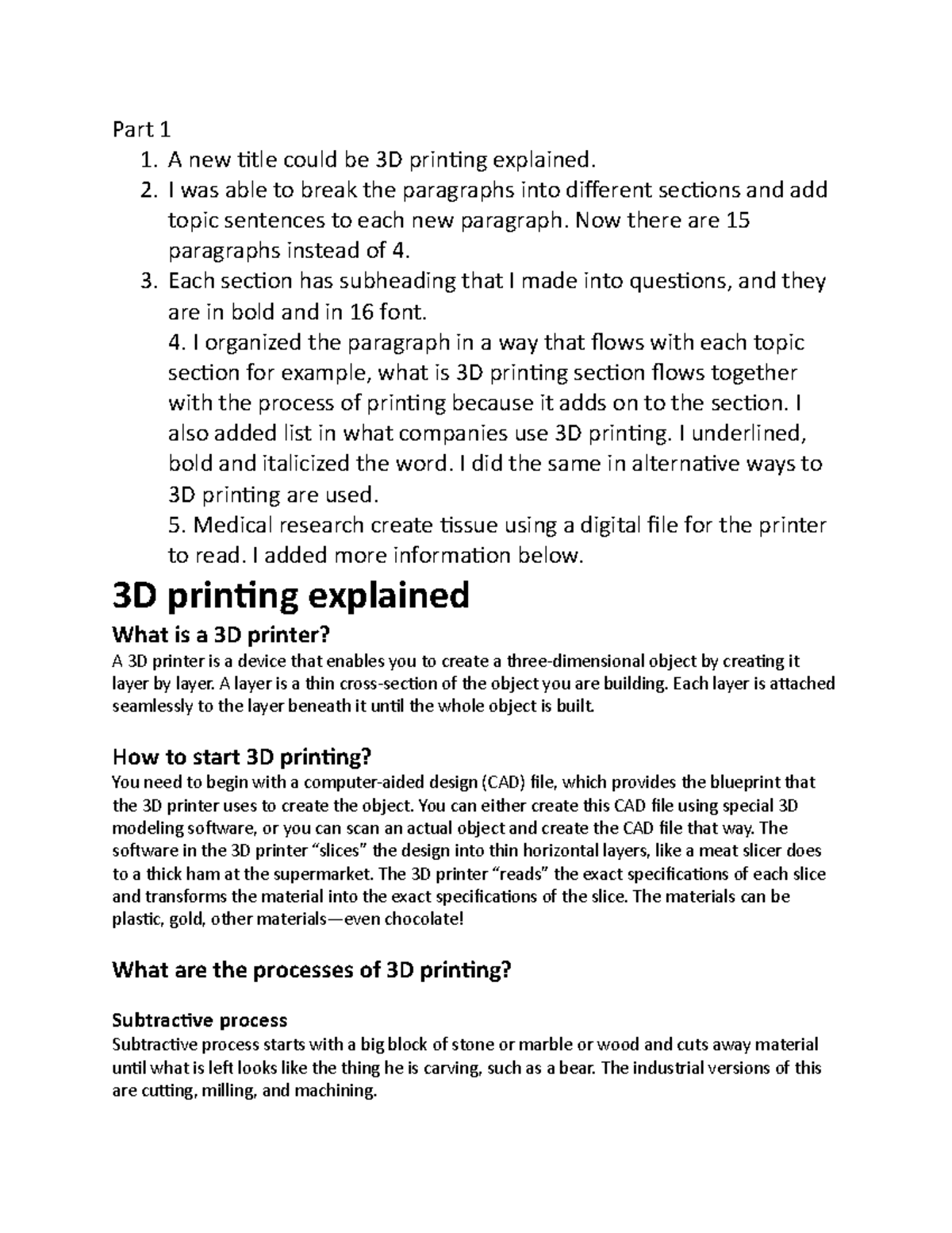 Chapter 9 Classwork: Emphasizing Important Information in a Technical ...