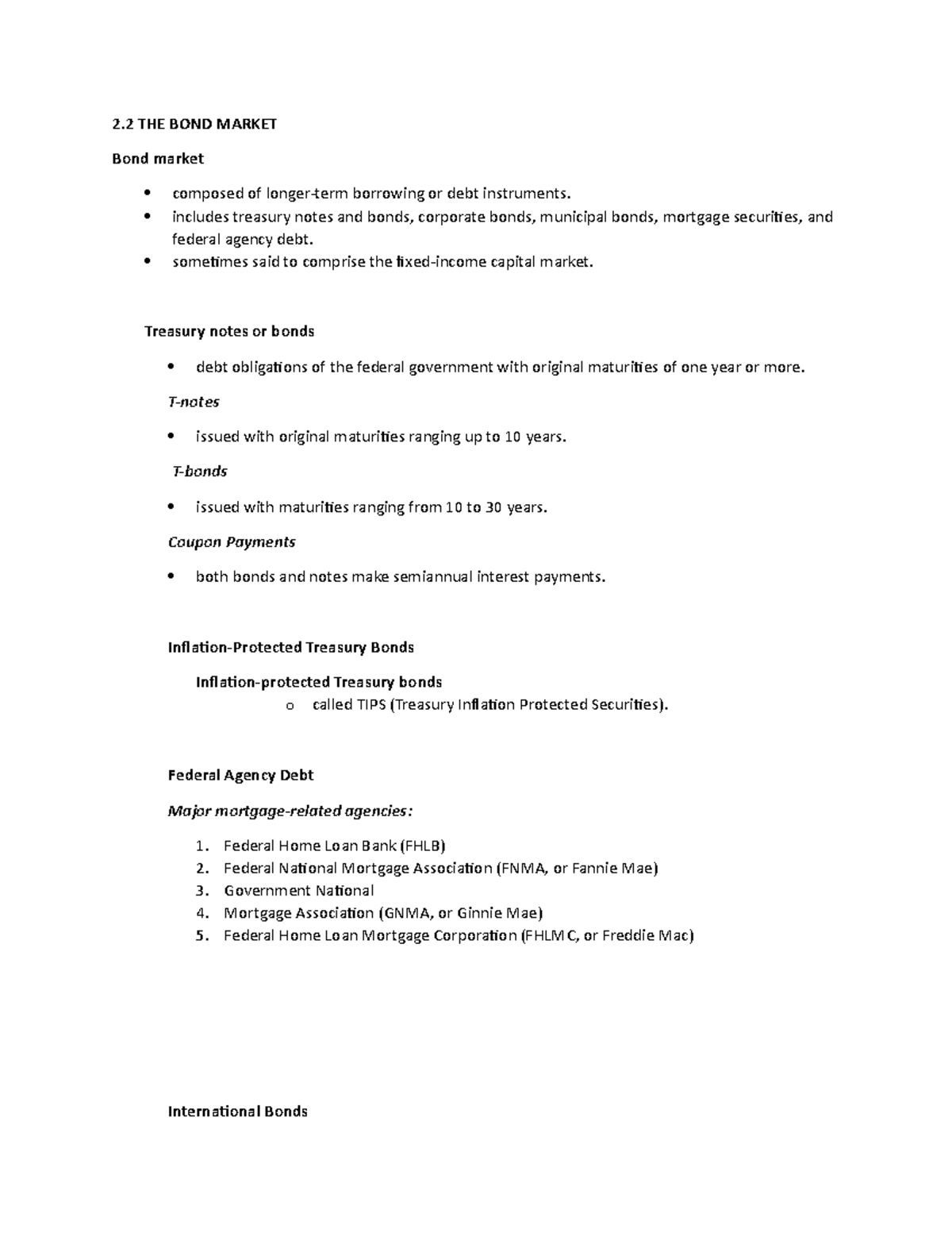 Market Bond Summary - 2 THE BOND MARKET Bond market composed of longer ...