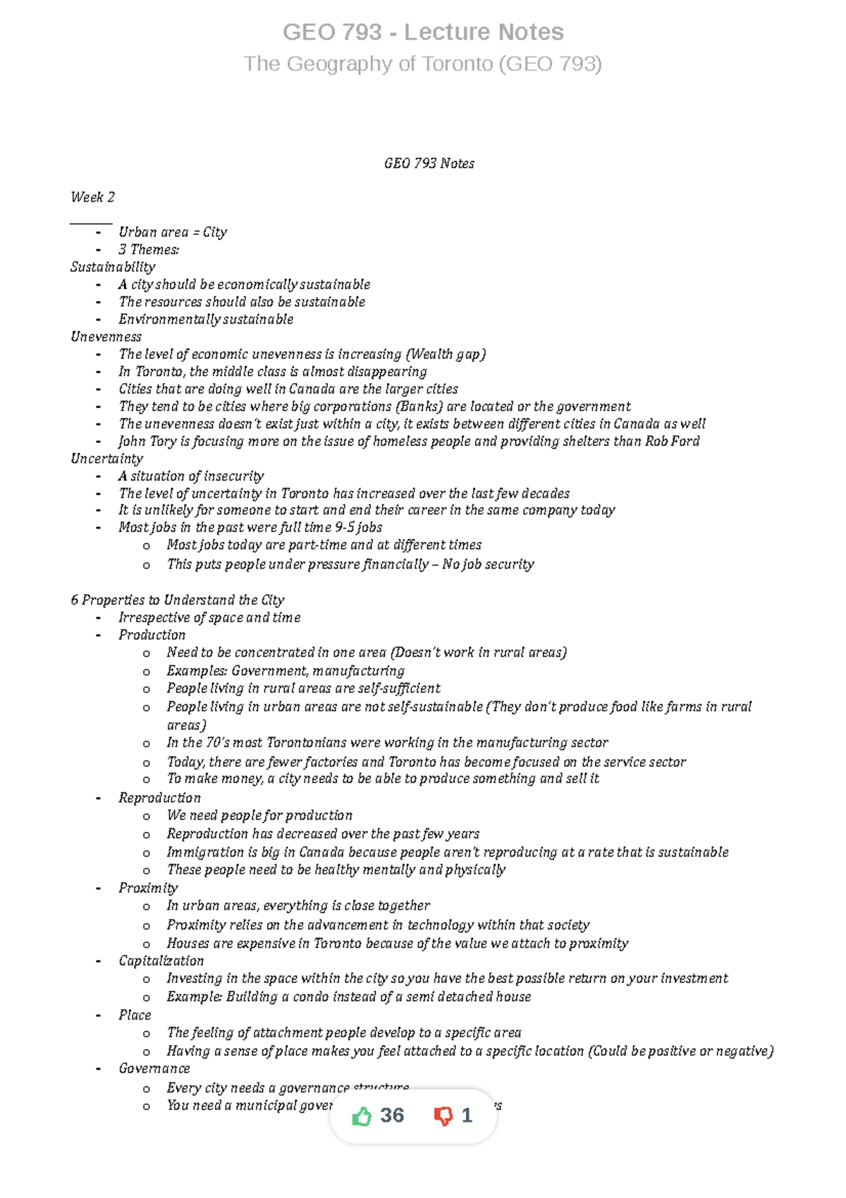 Geo 793 lecture notes - GEO 793 - Lecture Notes The Geography of ...