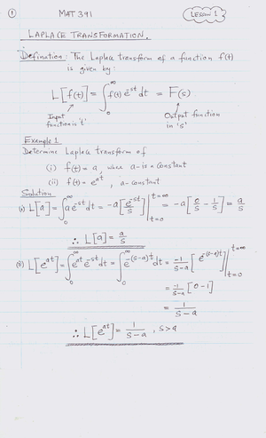 MAT391- Lesson 3 - DEPARTMENT OF MATHEMATICS MAT391: ENGINEERING ...