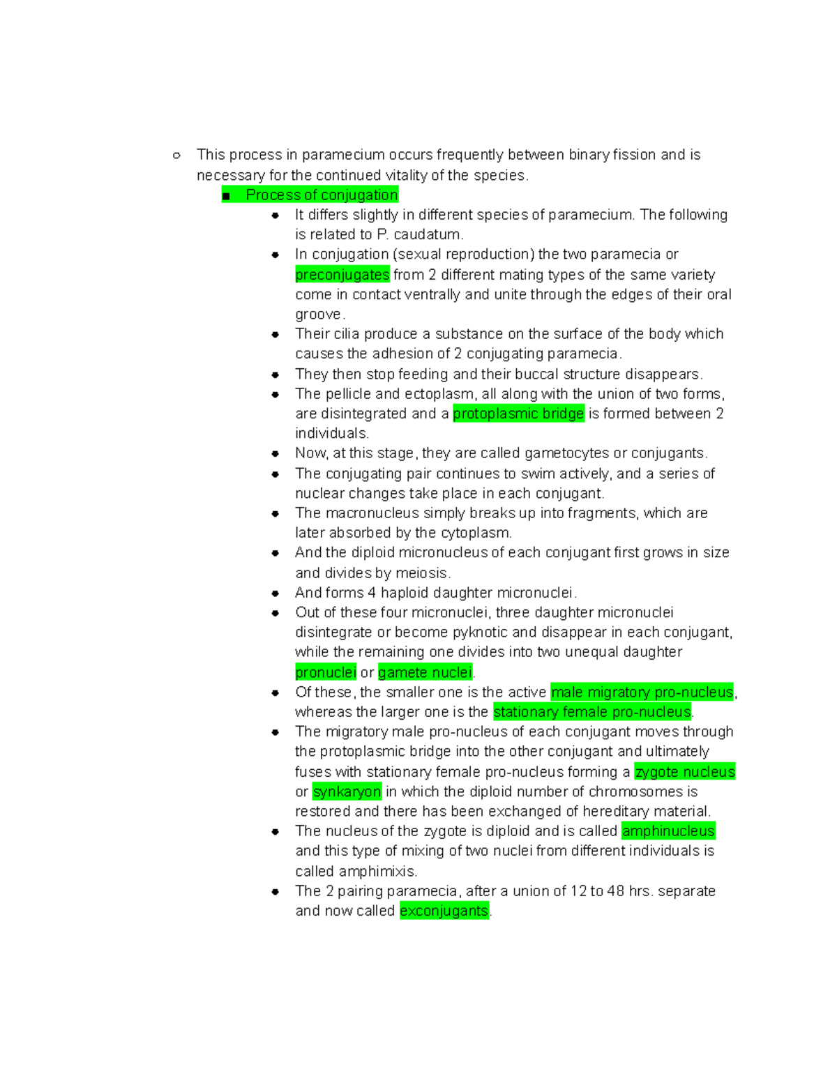 Reproduction in Paramecium - This process in paramecium occurs ...