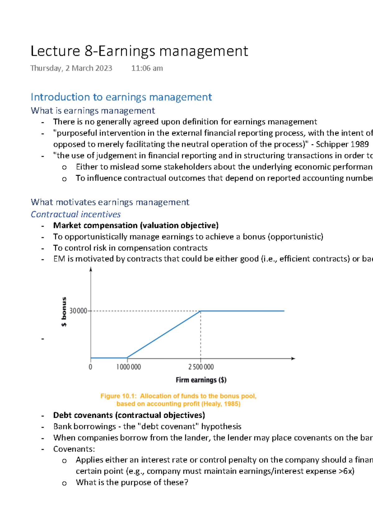 Lecture 8-Earnings management - Introduction to earnings management ...