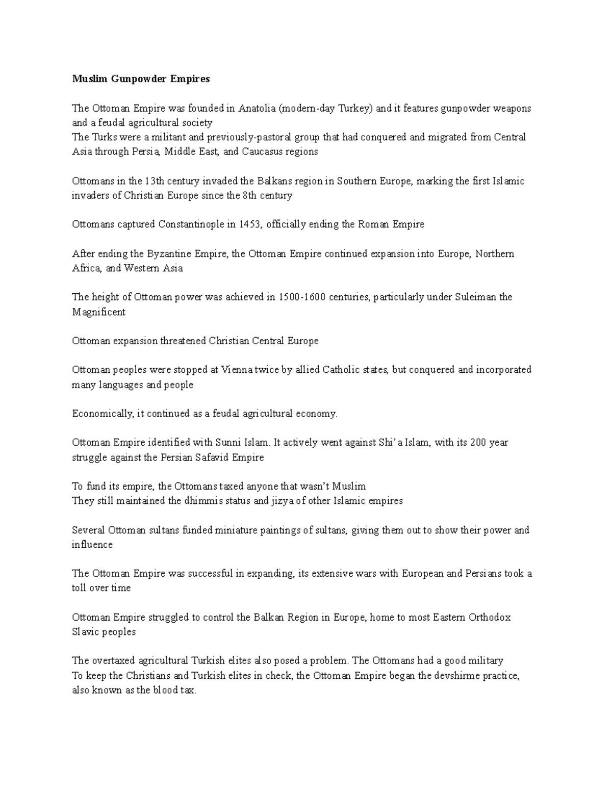 Muslim Gunpowder Empires - ap notes - Muslim Gunpowder Empires The ...