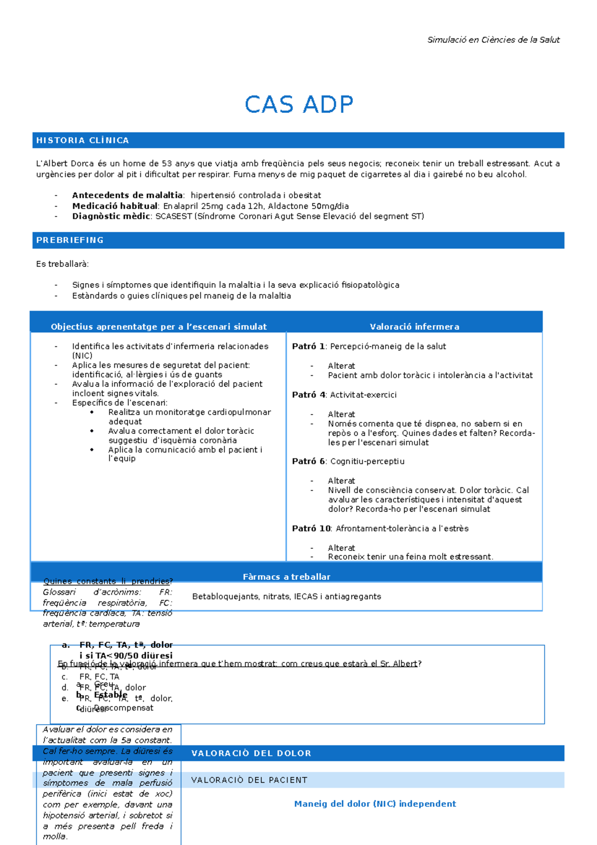CAS ADP - CAS ADP - CAS ADP HI STORI A CLÍ NIC A L’Albert Dorca és un ...