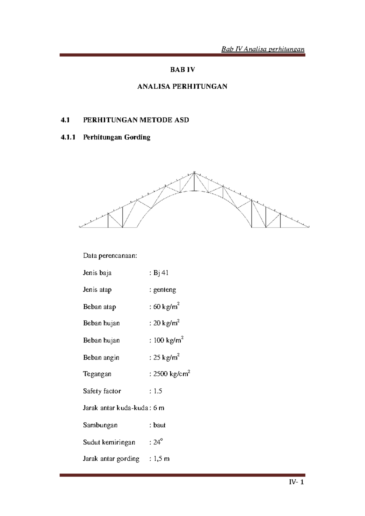 4 Perbandingan Perhitungan Kuda kuda - BAB IV ANALISA PERHITUNGAN 4 ...