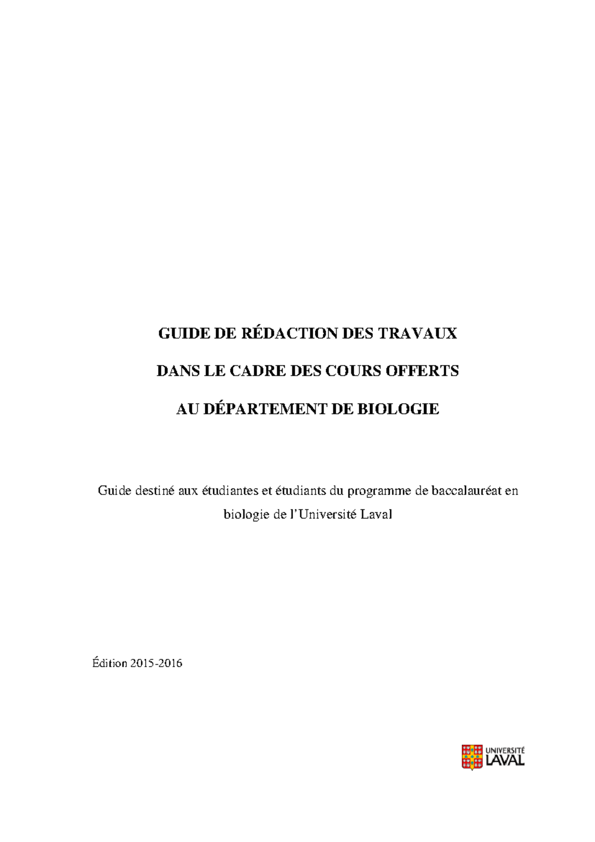 Guide De Rédaction Des Travaux Hiver 2016 Guide De RÉdaction Des