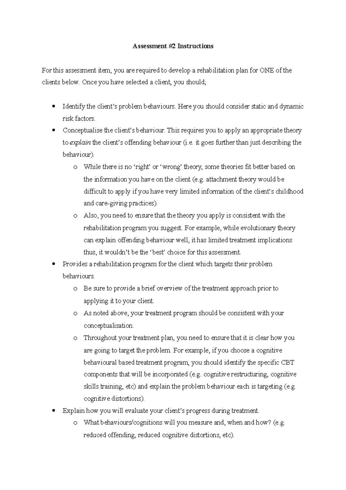 Assessment #2 Instructions - Assessment #2 Instructions For this ...