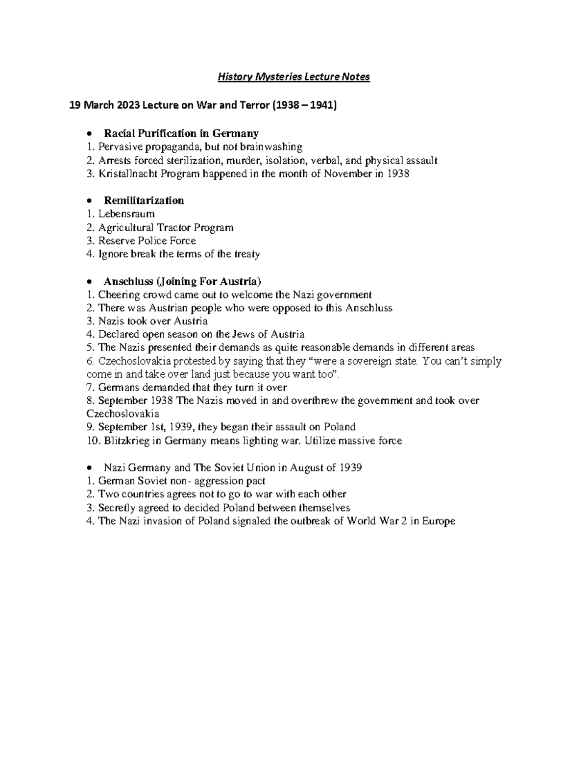 History Mysteries Lecture Notes - You can’t simply come in and take ...