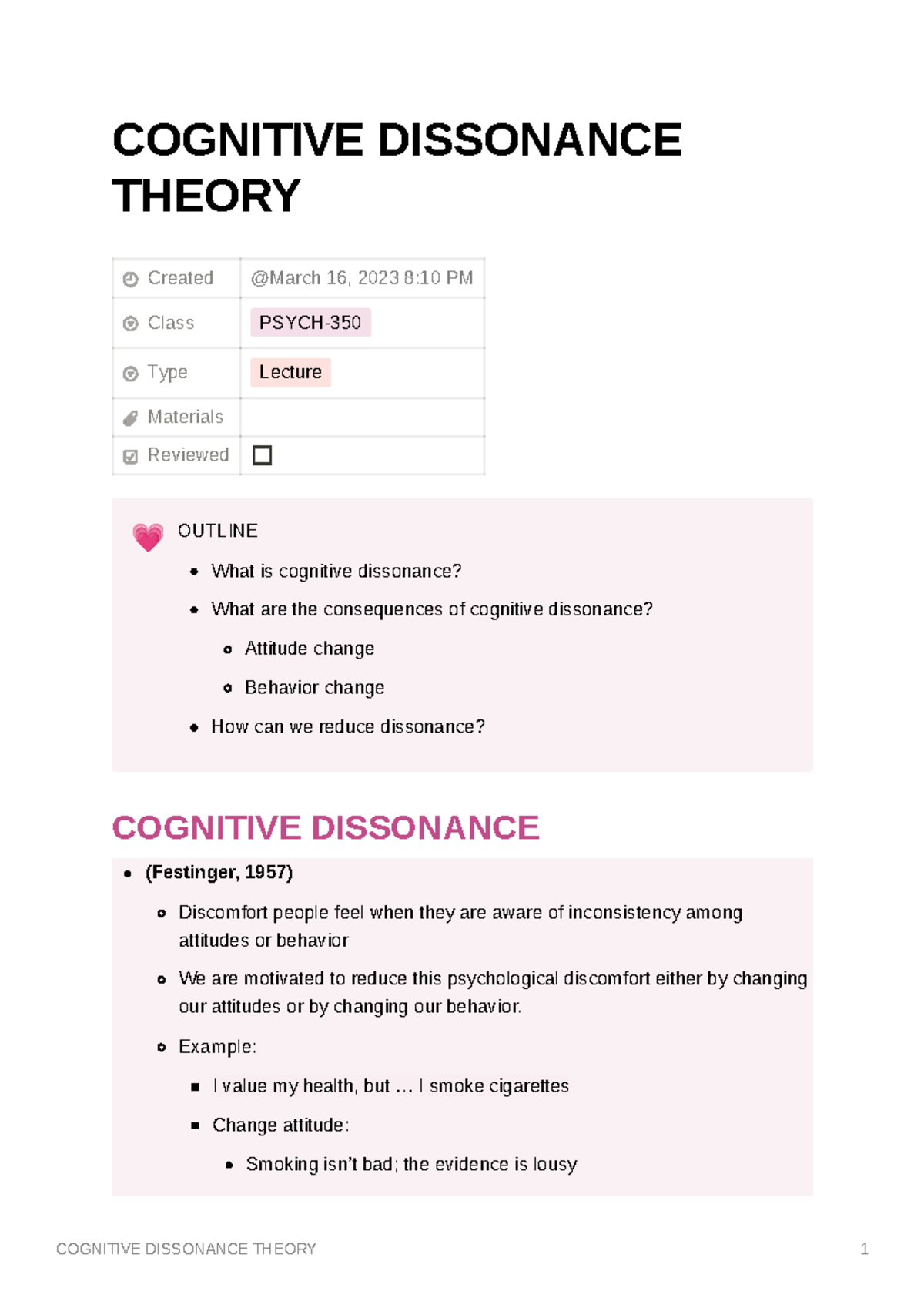 Social Psychology- Cognitive Dissonance Theory - COGNITIVE DISSONANCE ...