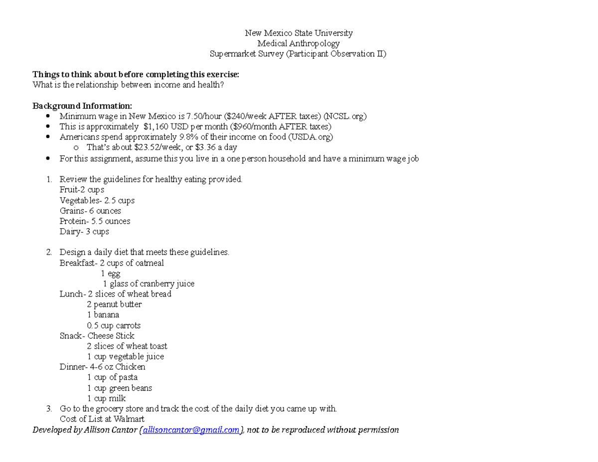 Participant Observation 2 - Fruit-2 cups Vegetables- 2 cups Grains- 6 ...