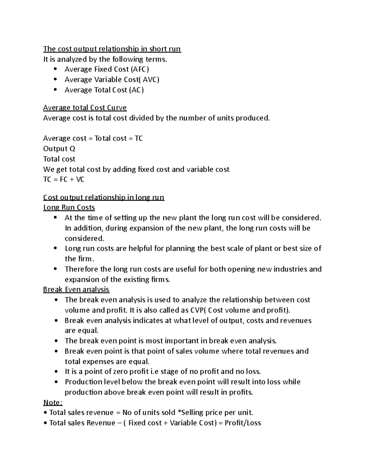 Business economics-part7 - The cost output relationship in short run It ...